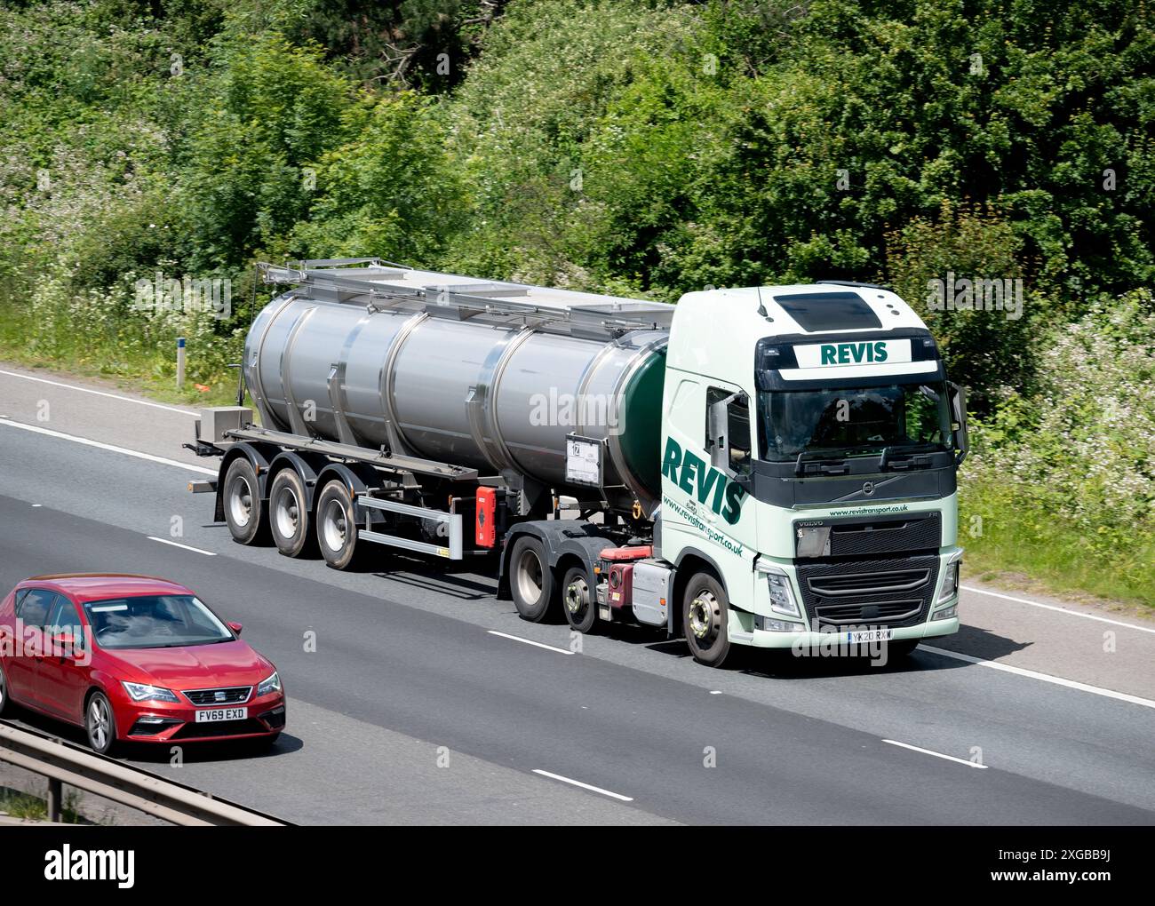 Revis Transport tanker lorry, M40 motorway, Warwickshire, UK Stock ...