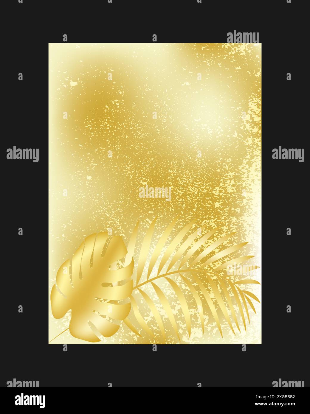 Elegant Golden Background with Palm Leaves and Grunge Texture. An ...