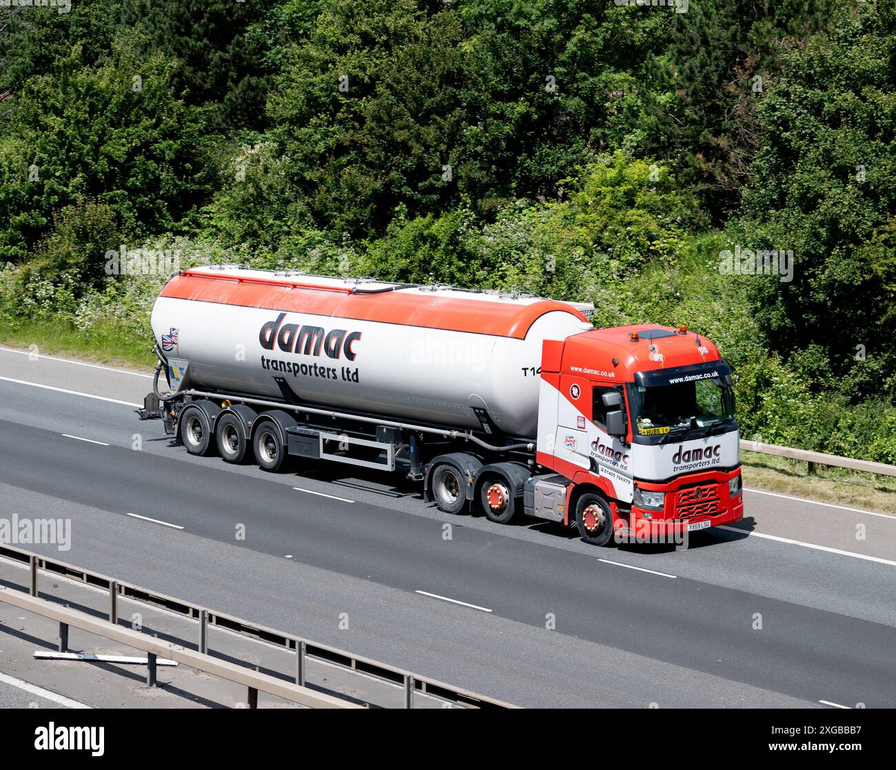 Damac Transporters tanker lorry, M40 motorway, Warwickshire, UK Stock ...