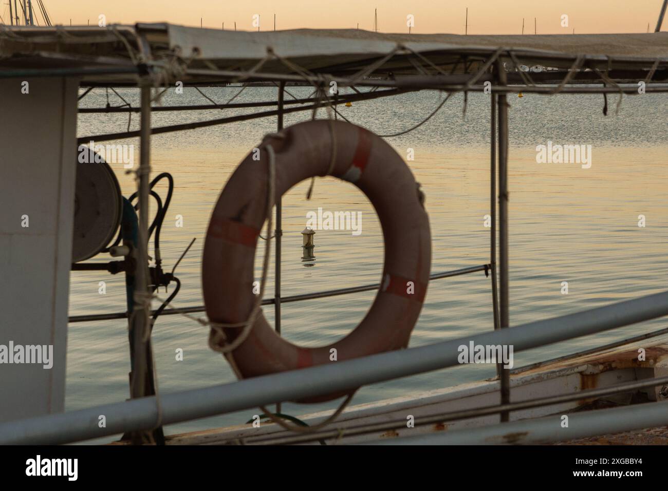Lifebuoy on the boat Stock Photo - Alamy