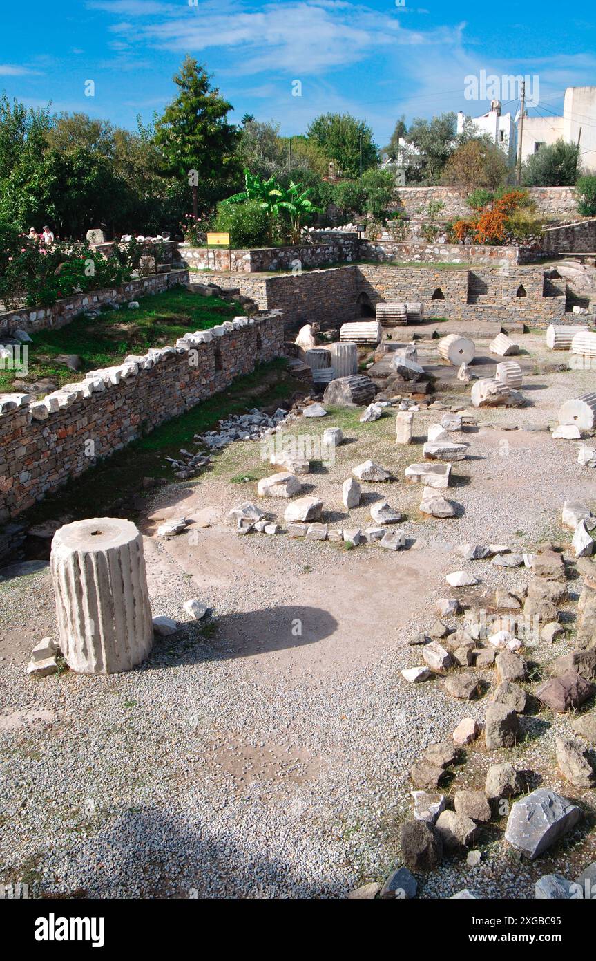 Turkey, Aegean sea, Bodrum, Ruins of the Mausoleum Bodrum Ancient Greek ...