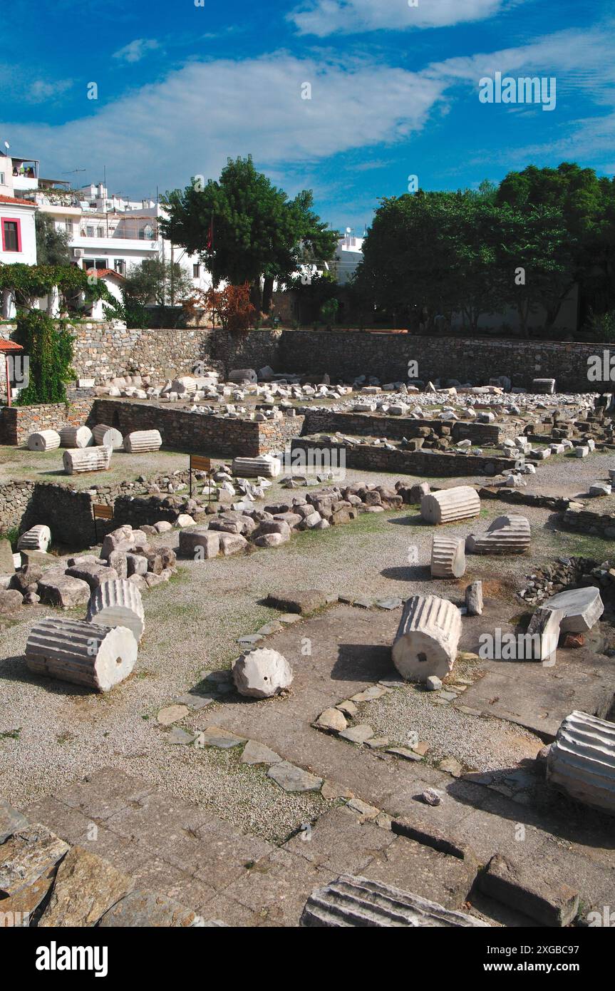 Turkey, Aegean sea, Bodrum, Ruins of the Mausoleum Bodrum Ancient Greek ...