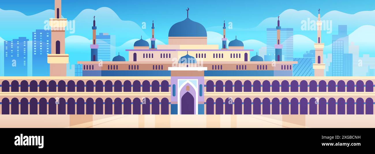 Islamic mosque skyline with domes and minarets modern cityscape ...