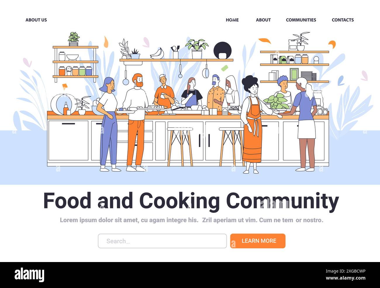 Diverse group of people cooking together in a modern kitchen with ...