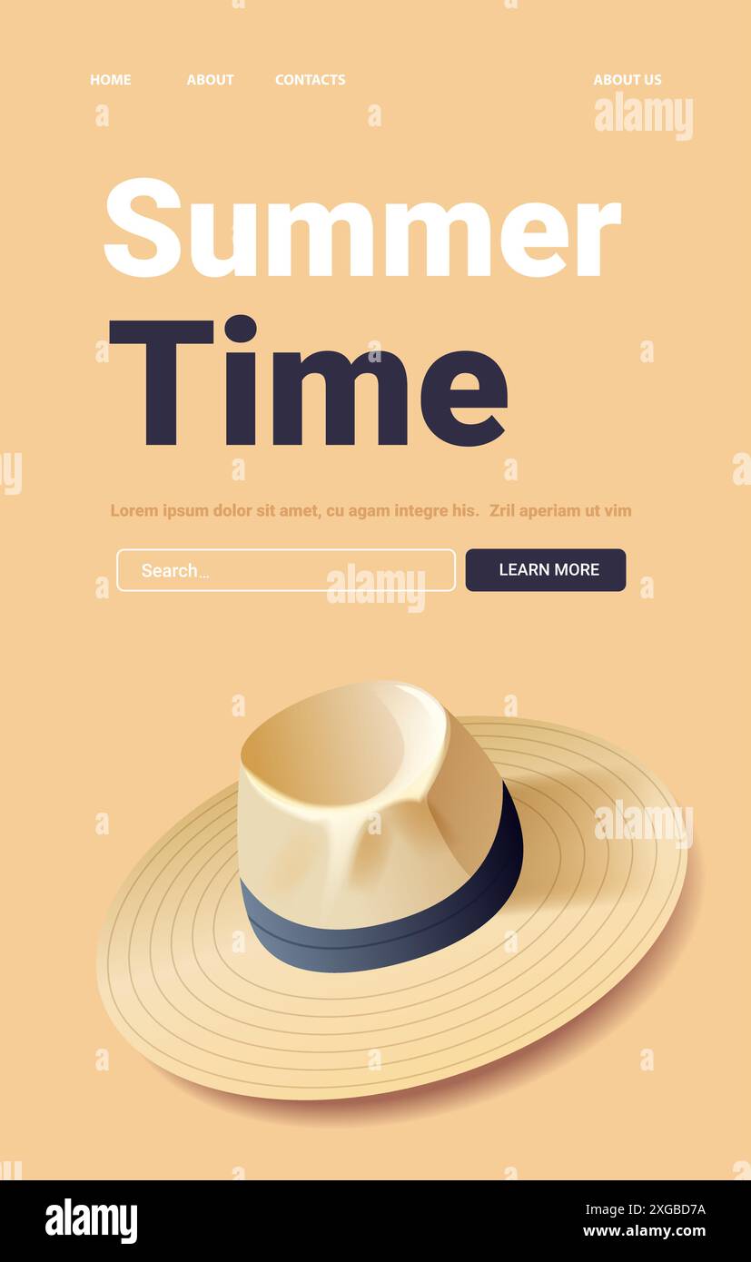 Summer hat on peach background minimalist design summer theme website ...