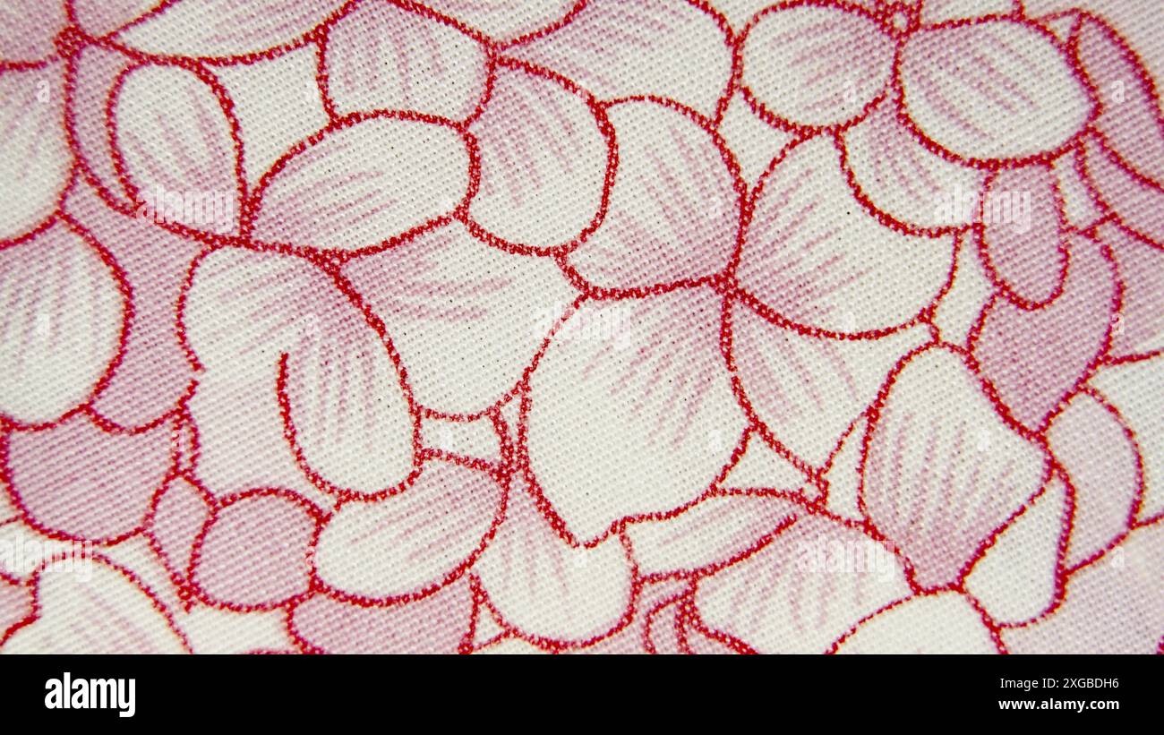 Fabrics and textiles with embroidery and prints of shapes and colors ...