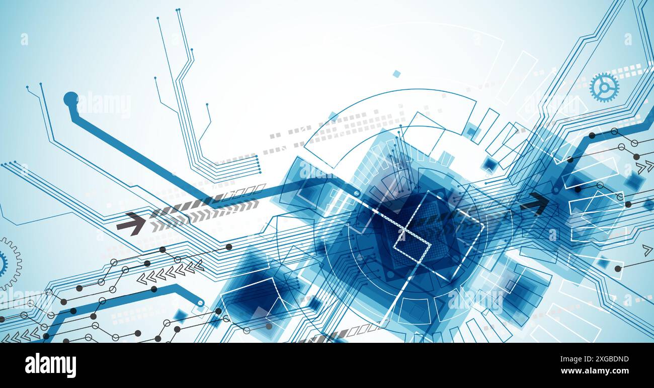CPU concept. Circuit board. Technology background. Hand drawn vector ...