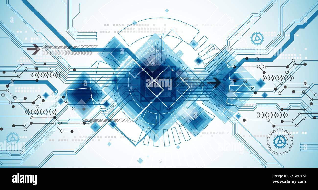 CPU concept. Circuit board. Technology background. Hand drawn vector ...