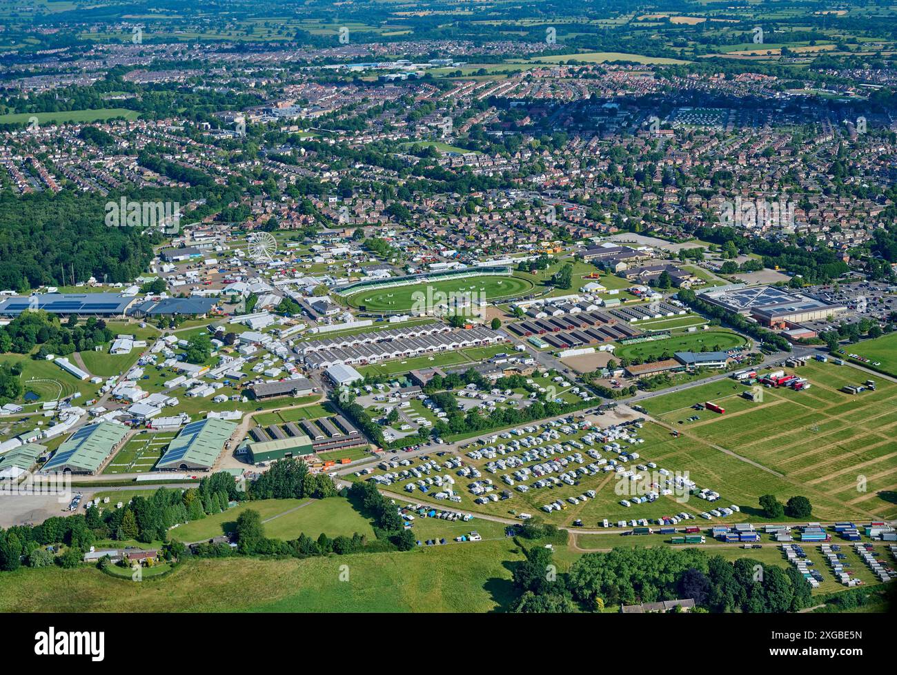 The Great Yorkshire Show from the air, on the day prior to opening, 8th ...