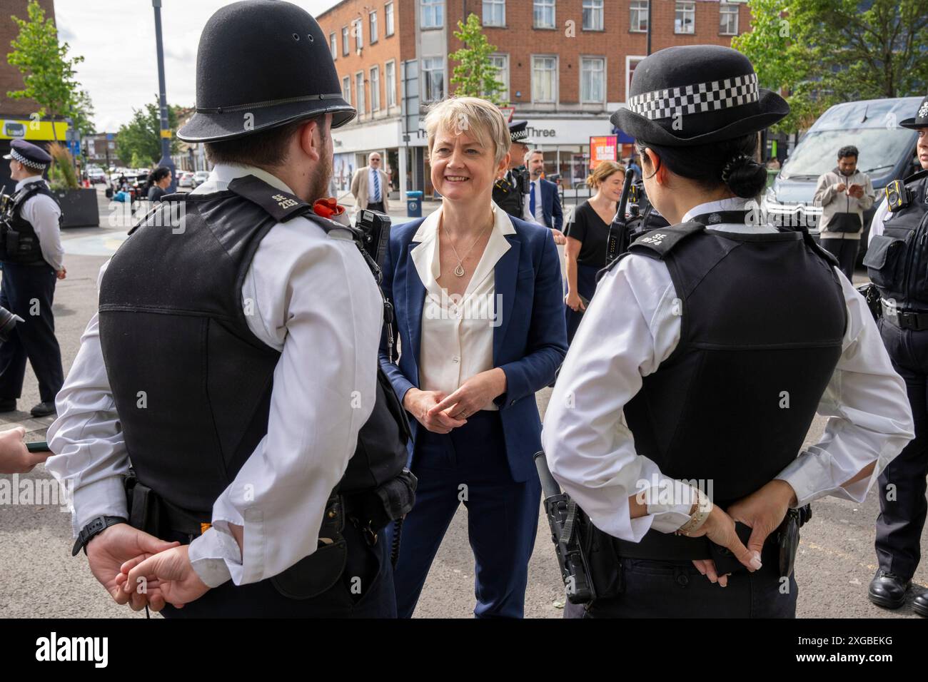 Home Secretary Yvette Cooper during a walk through Lewisham town centre ...