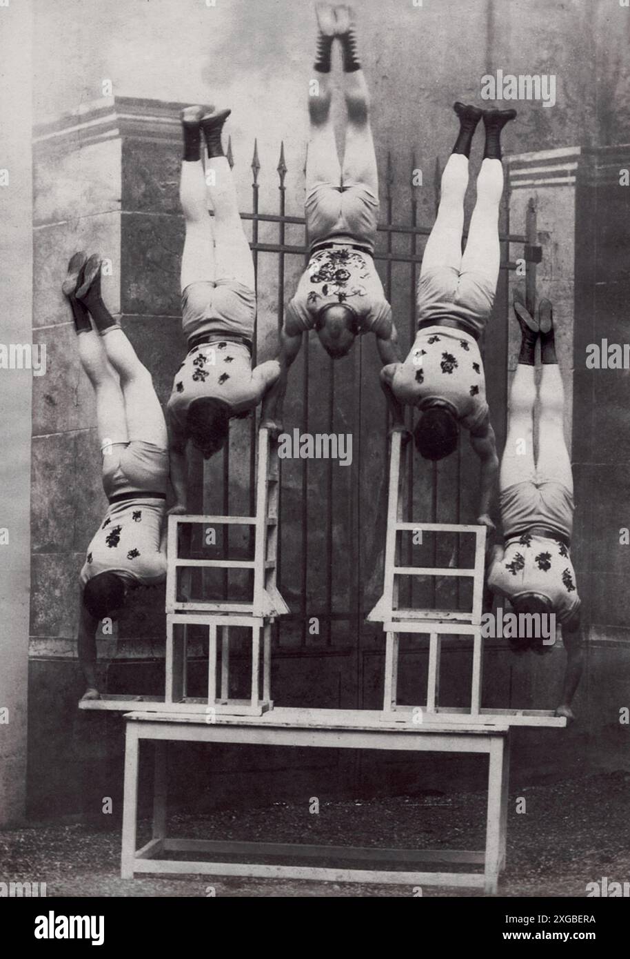 Acrobats performing their circus act. Photograph by Louis-Jean Delton ...
