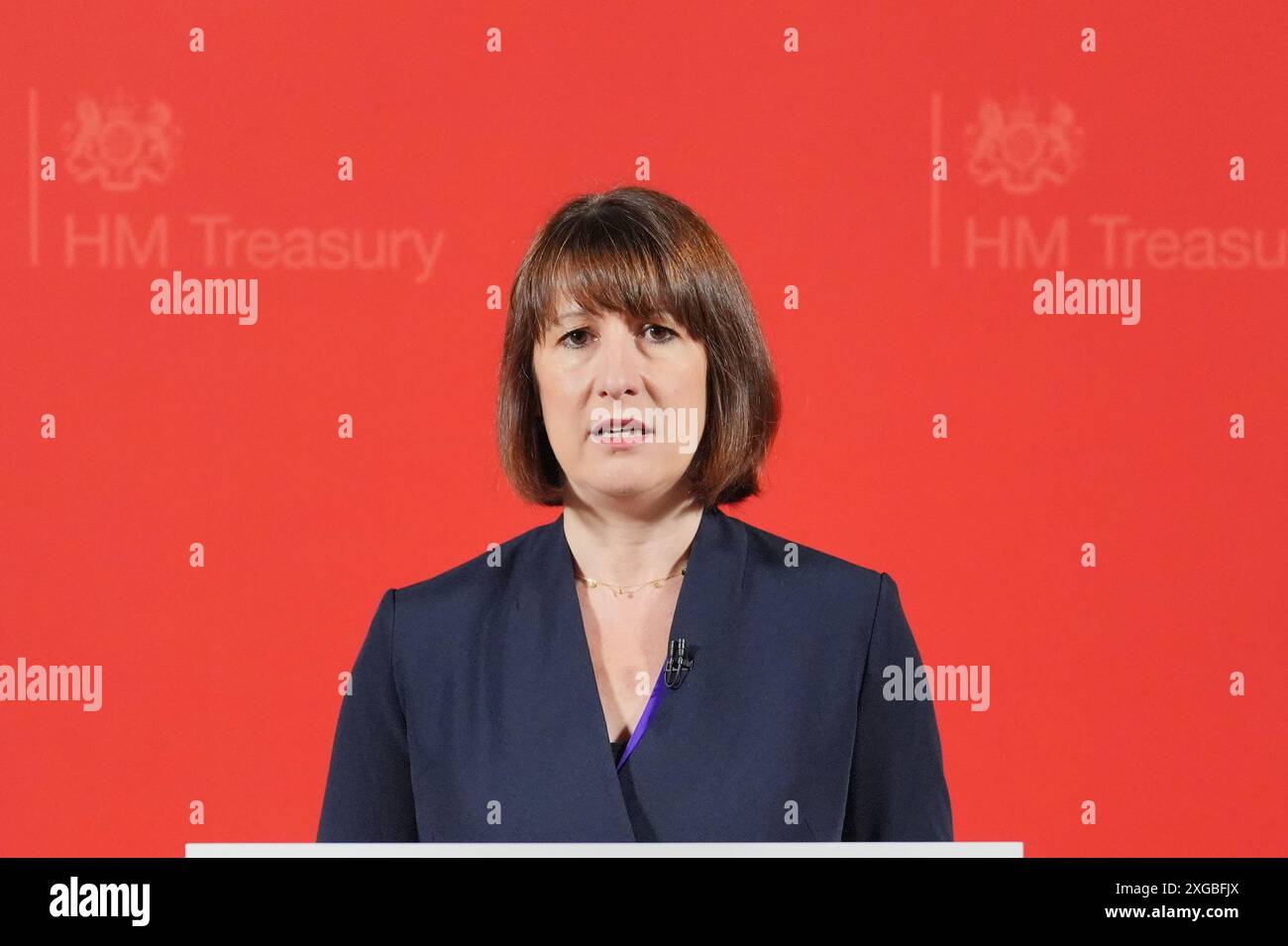 Chancellor Rachel Reeves giving a speech at the Treasury in London, to ...