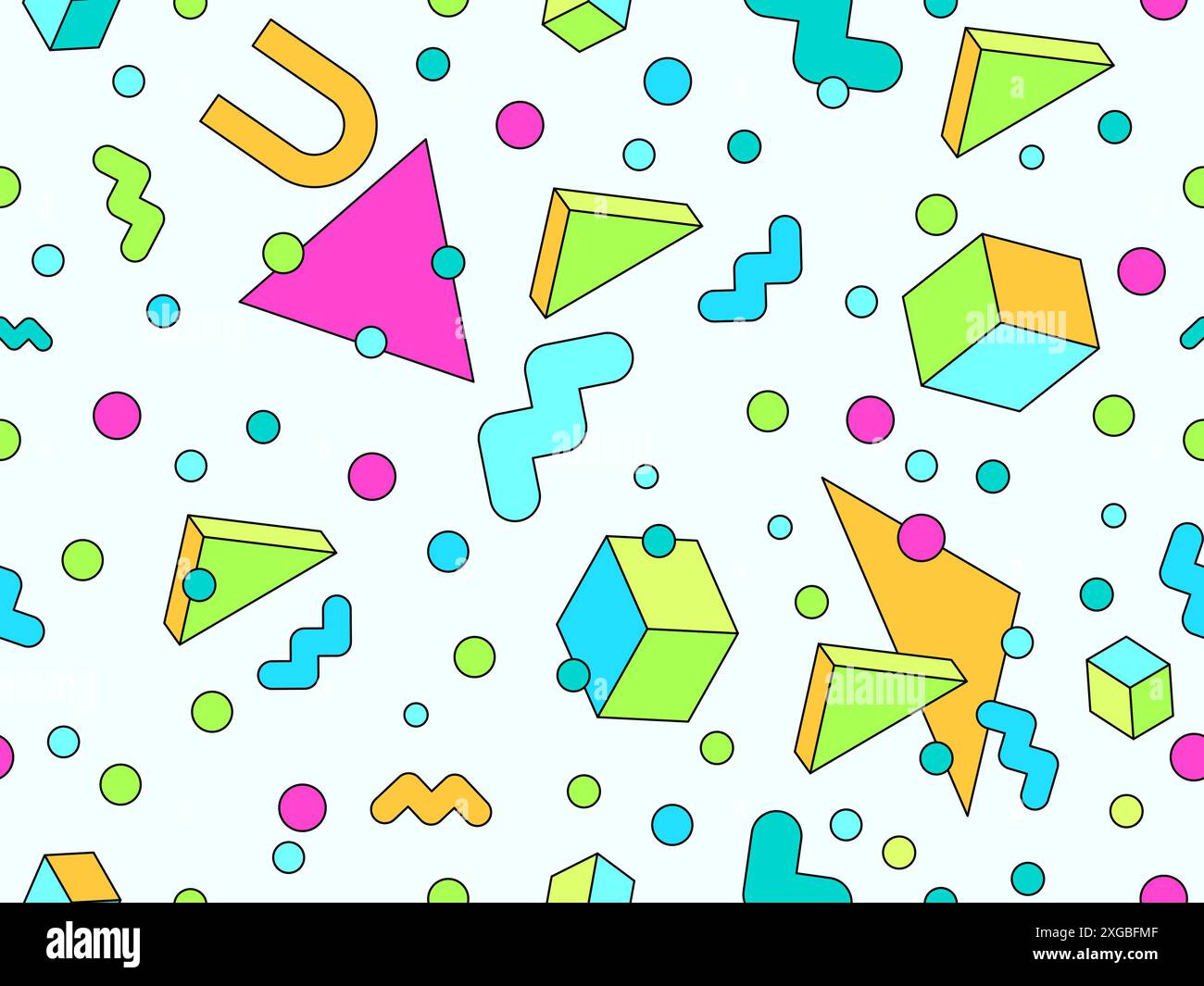 Geometric seamless pattern in 80s style. Colorful geometric pattern ...