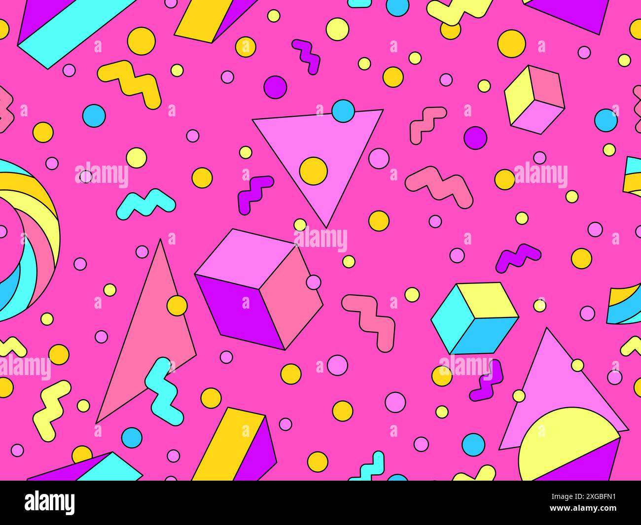 Geometric seamless pattern in 80s style. Colorful geometric pattern ...