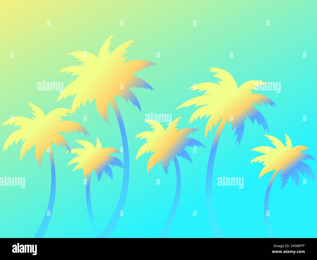 Palm trees at dawn. Silhouette of tropical palm trees on a gradient ...