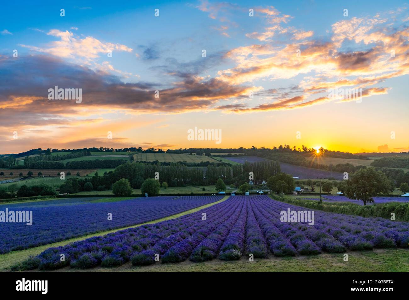 Shoreham, Sevenoaks, Kent, UK. Sunday 07 July 2024. Sunset on the ...