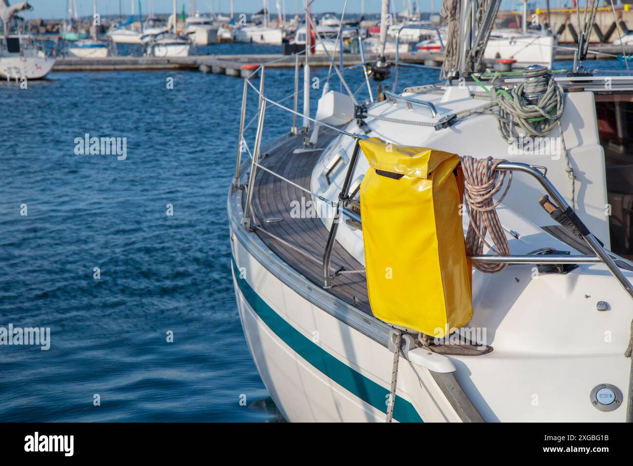 Rescue Sling on a sailboat, yacht in the marine. Boat launch checklist ...