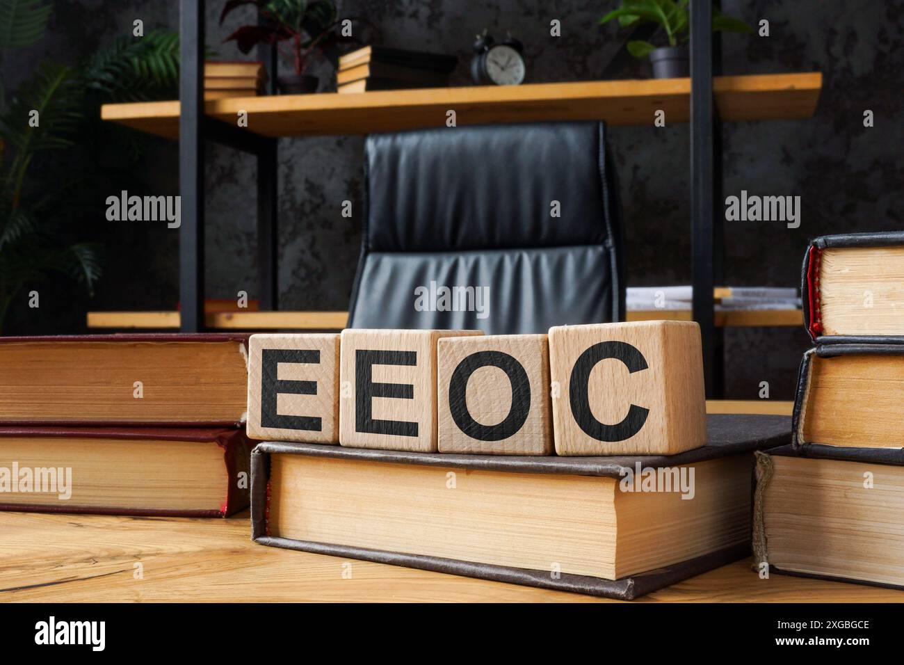 Wooden cubes with abbreviations EEOC Equal Employment Opportunity ...