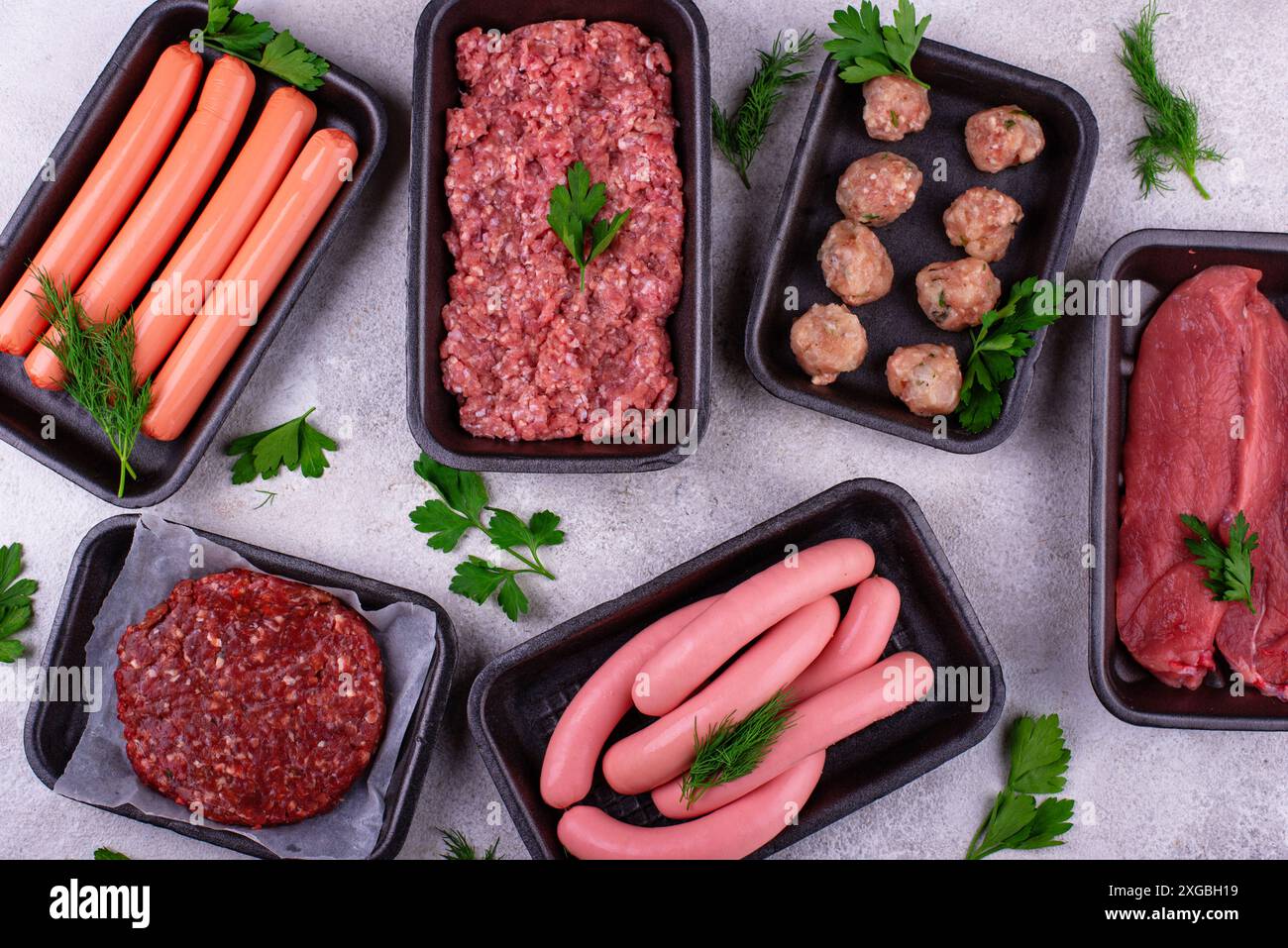 Assortment of different vegan plant based meat Stock Photo - Alamy