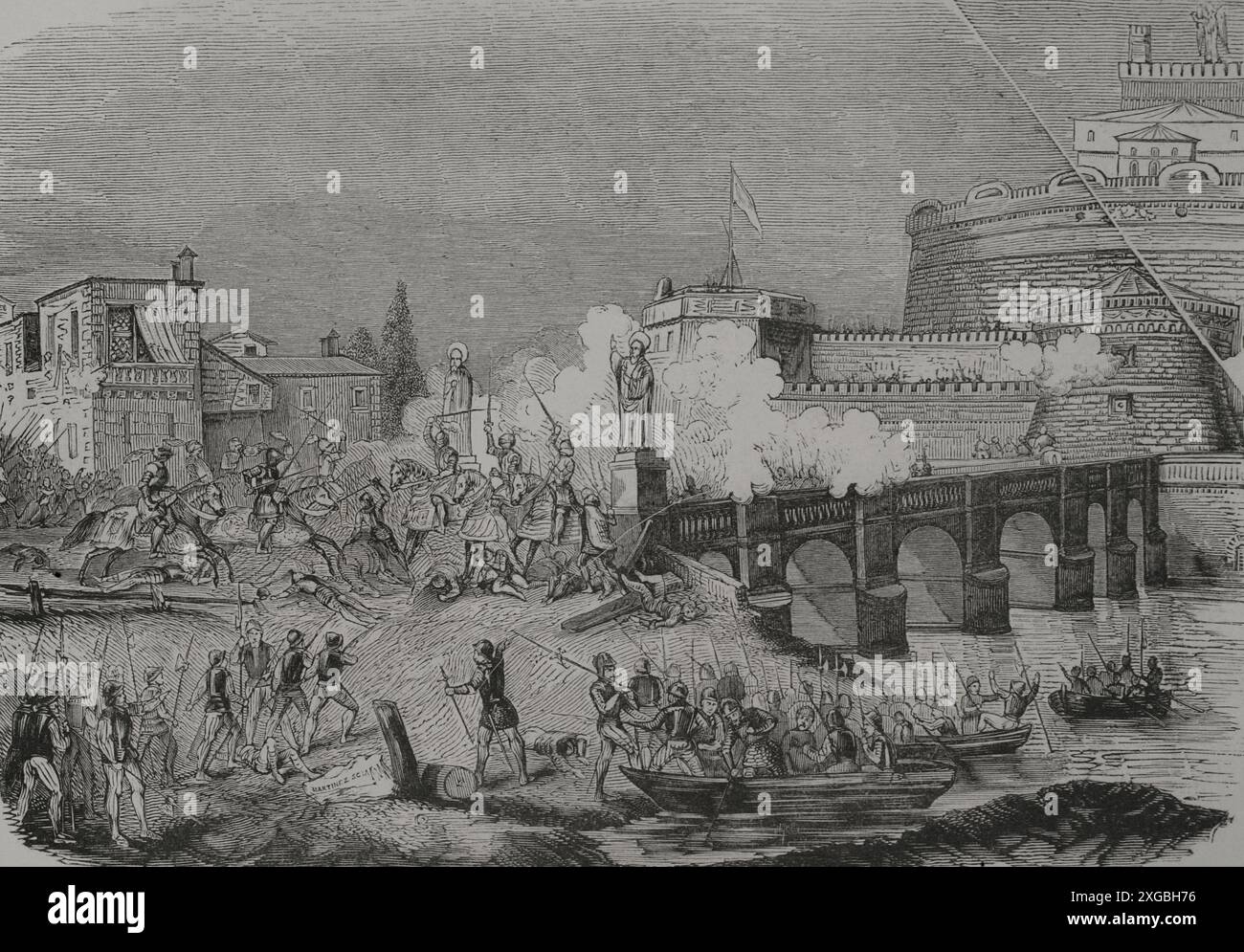 Sack of Rome. Mutinous Imperial troops of Charles V, led by Duke ...