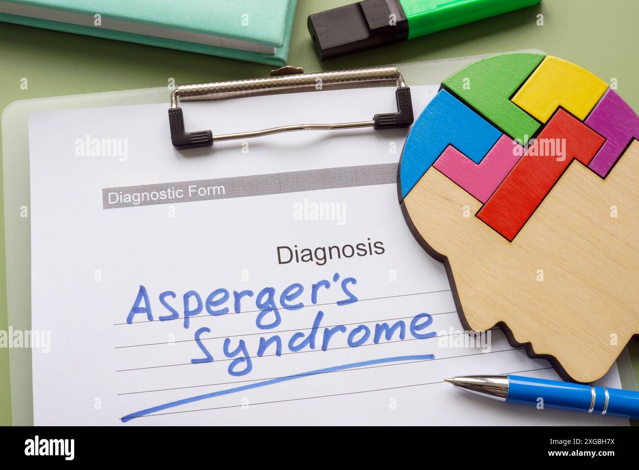 Model of head and diagnosis Asperger syndrome Stock Photo - Alamy