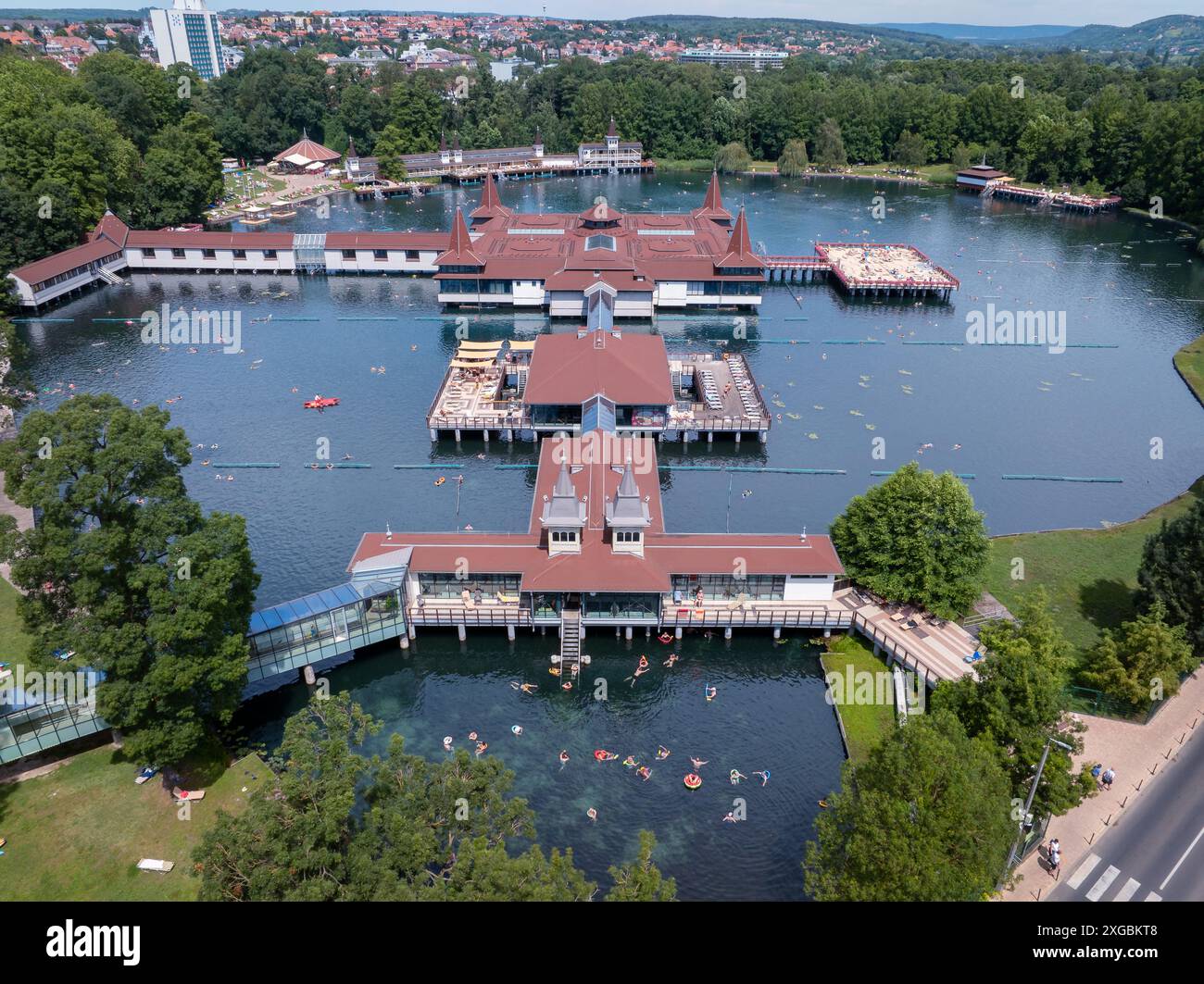 Famous Lake Heviz in Hungary near the lake Balaton. The largest thermal ...