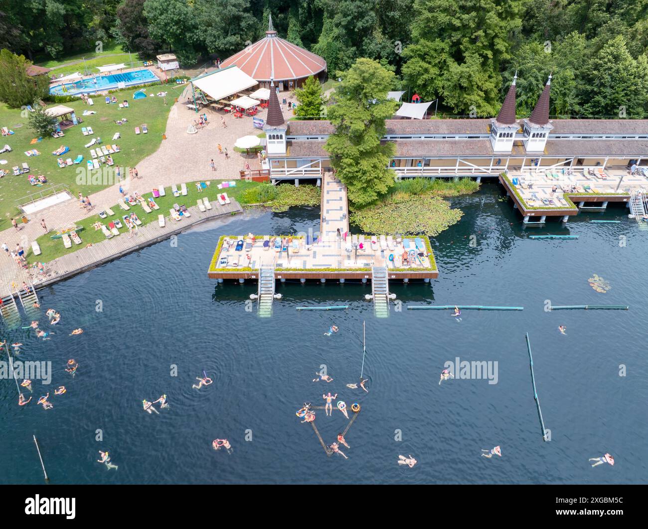 Famous Lake Heviz in Hungary near the lake Balaton. The largest thermal ...