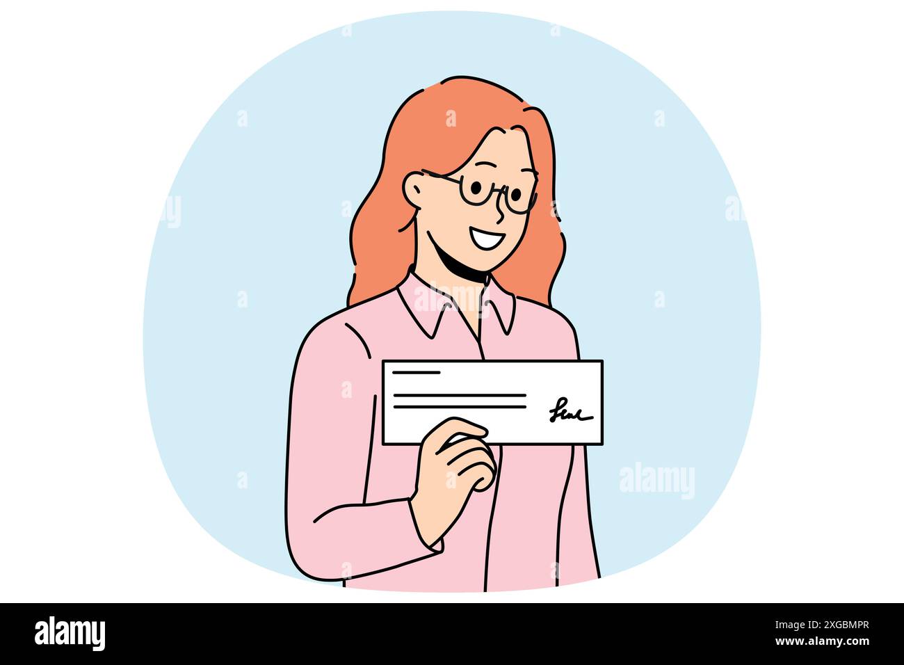 Giving payroll cheque hand Stock Vector Images - Alamy