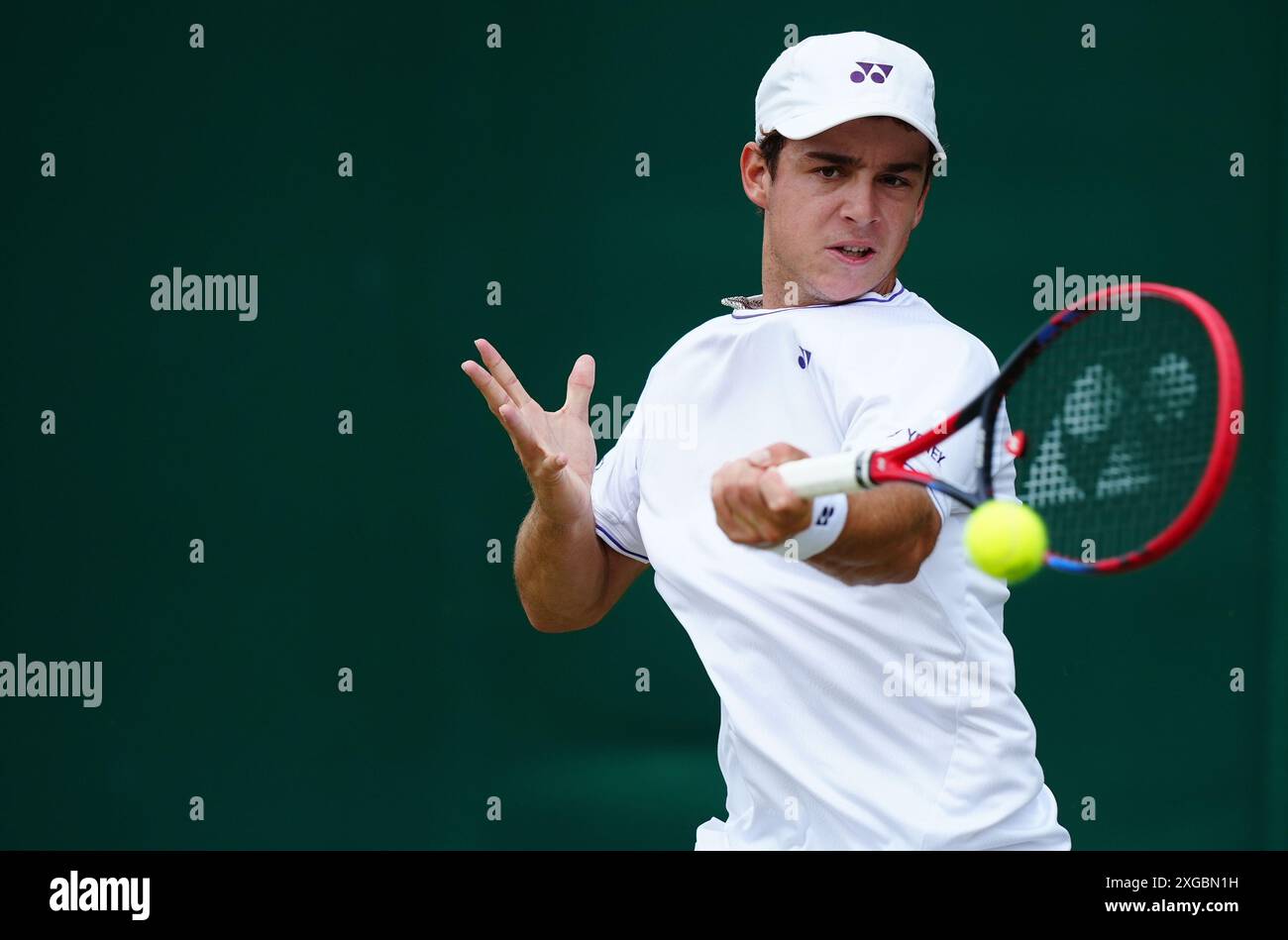 Kaylan Bigun in action against Maximilian Carrier (not pictured) on day ...