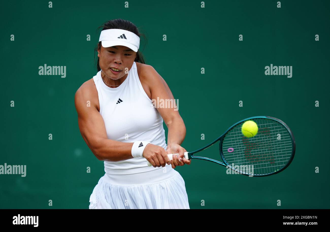 Mingge Xu in action on day eight of the 2024 Wimbledon Championships at ...