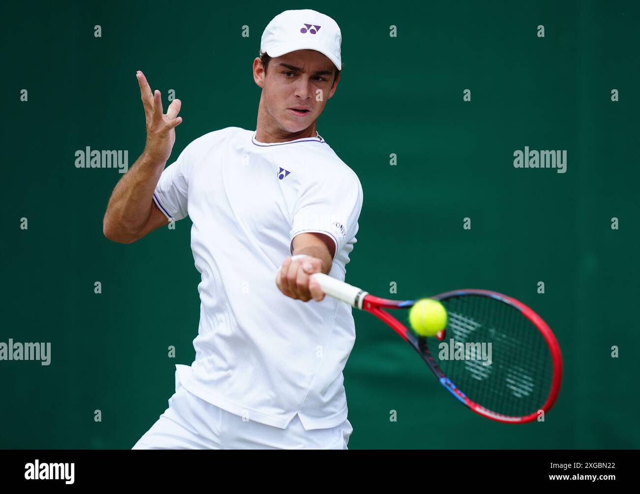 Kaylan Bigun in action against Maximilian Carrier (not pictured) on day ...