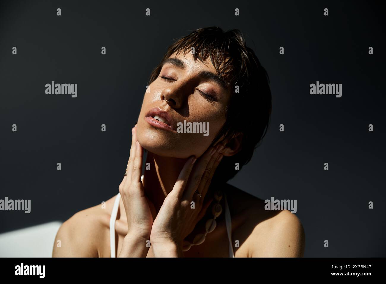 Negative emotional female face stressed hi-res stock photography and ...