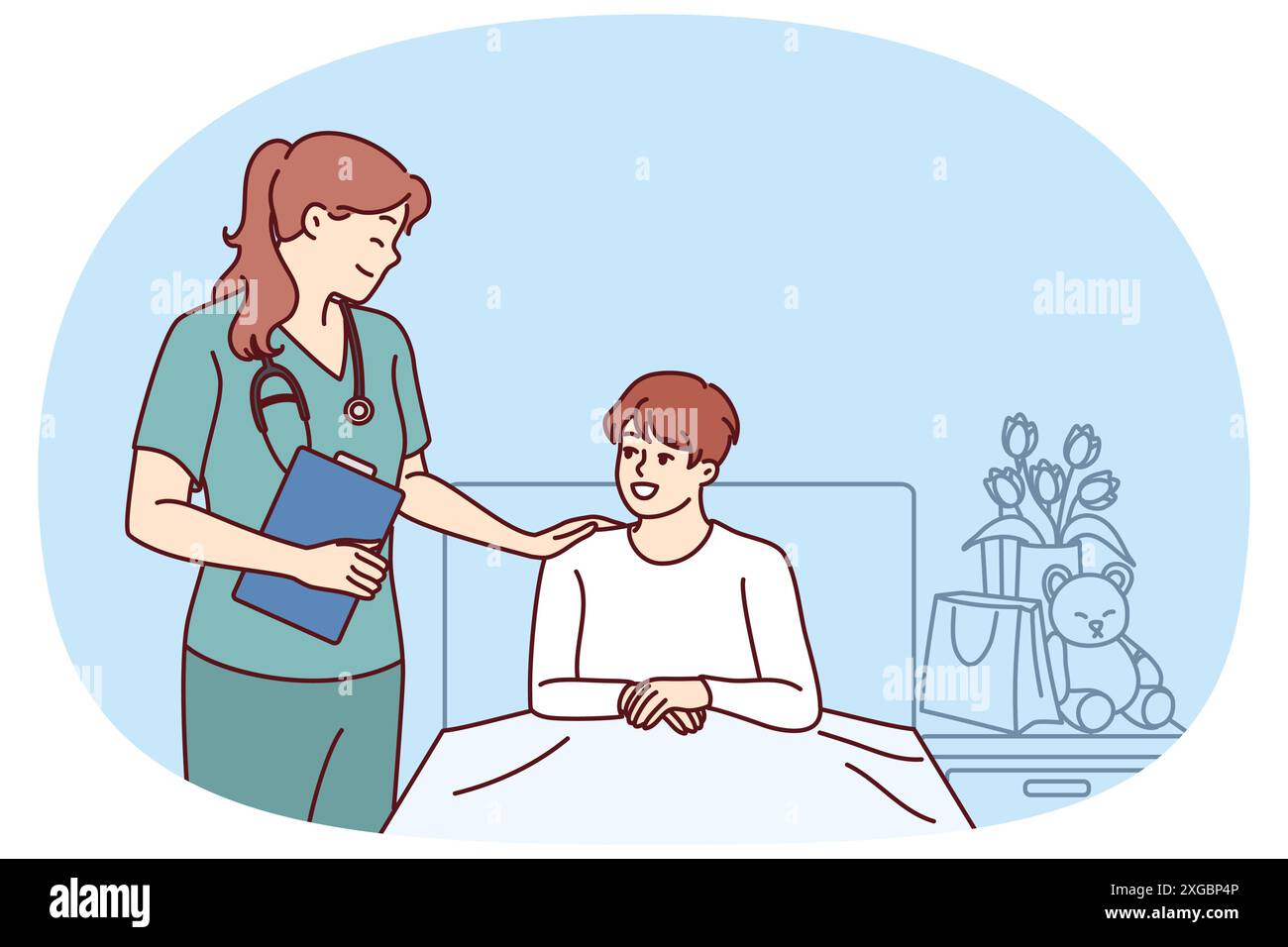Patient in bed after operation Cut Out Stock Images & Pictures - Alamy