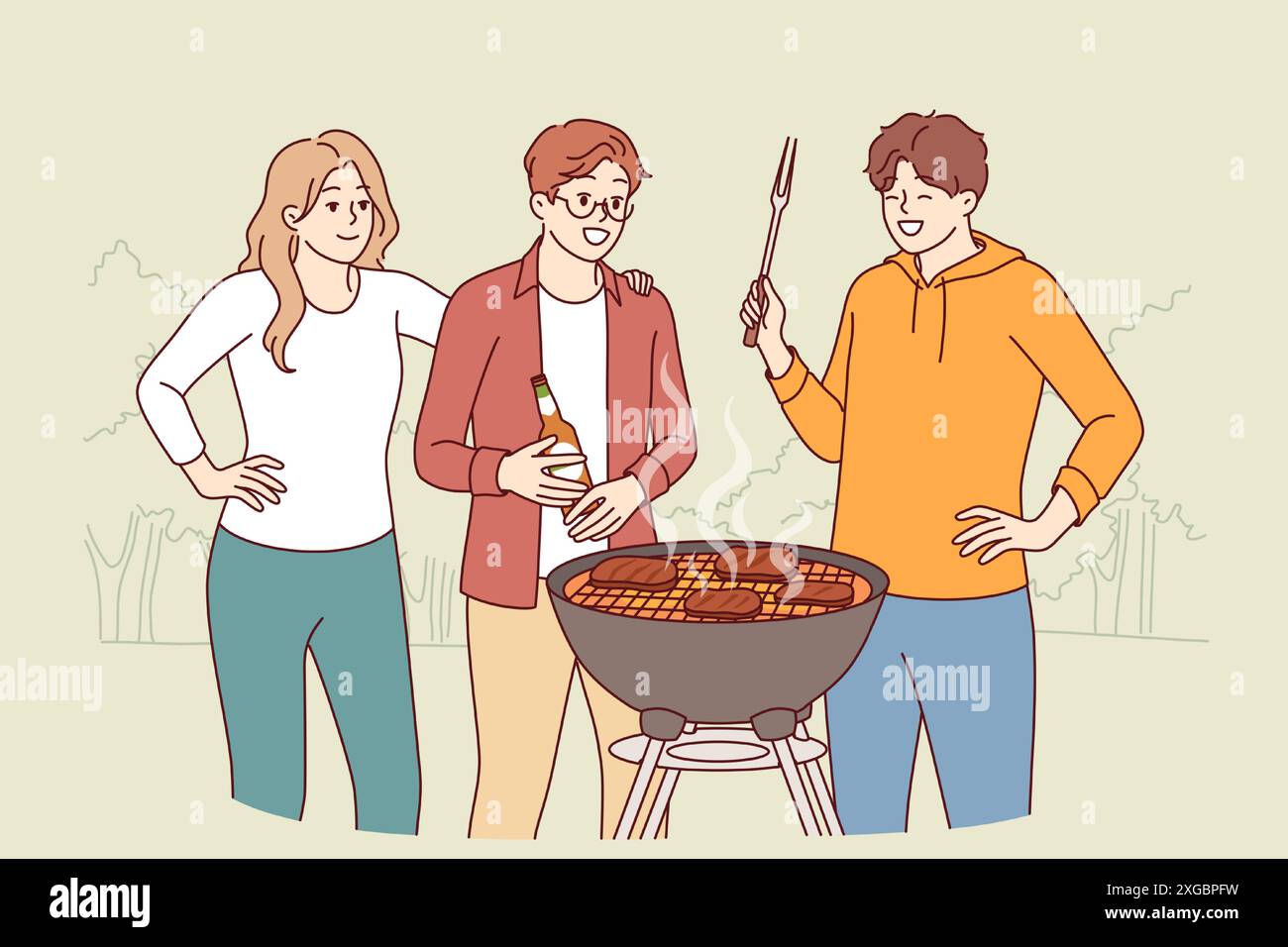 Two people meeting bbq Stock Vector Images - Alamy