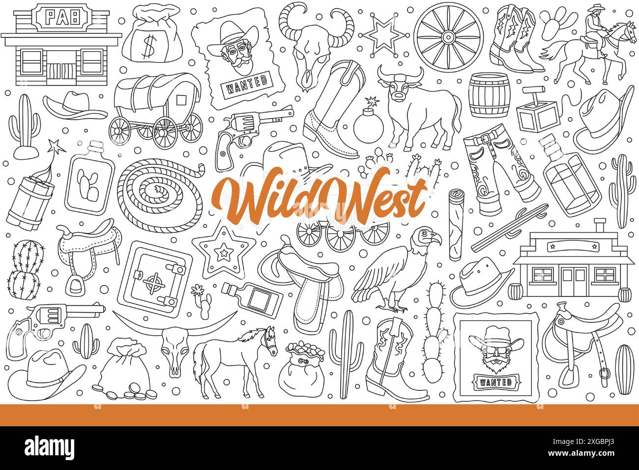 Wild west world with texas cowboys and items for adventures of western ...