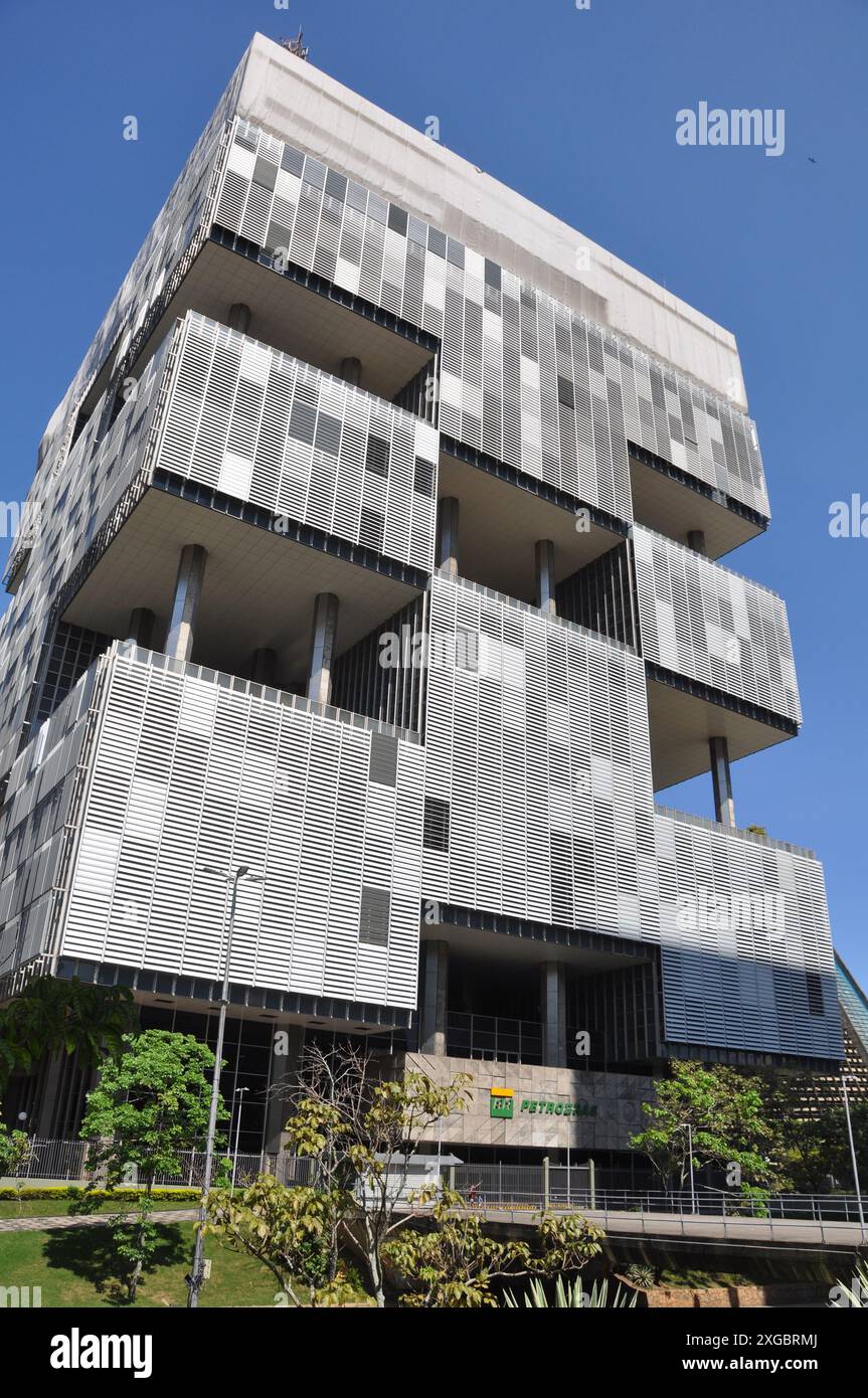 Facade of the EDISE building of the Petrobras Company. Petrobras oil ...