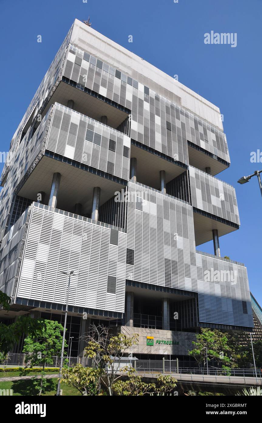 Facade of the EDISE building of the Petrobras Company. Petrobras oil ...