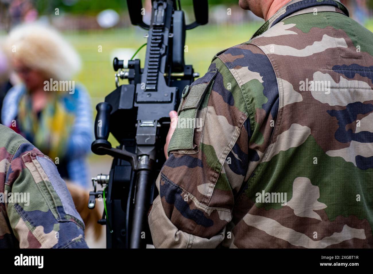French soldier working in camouflage uniform, french army Stock Photo ...