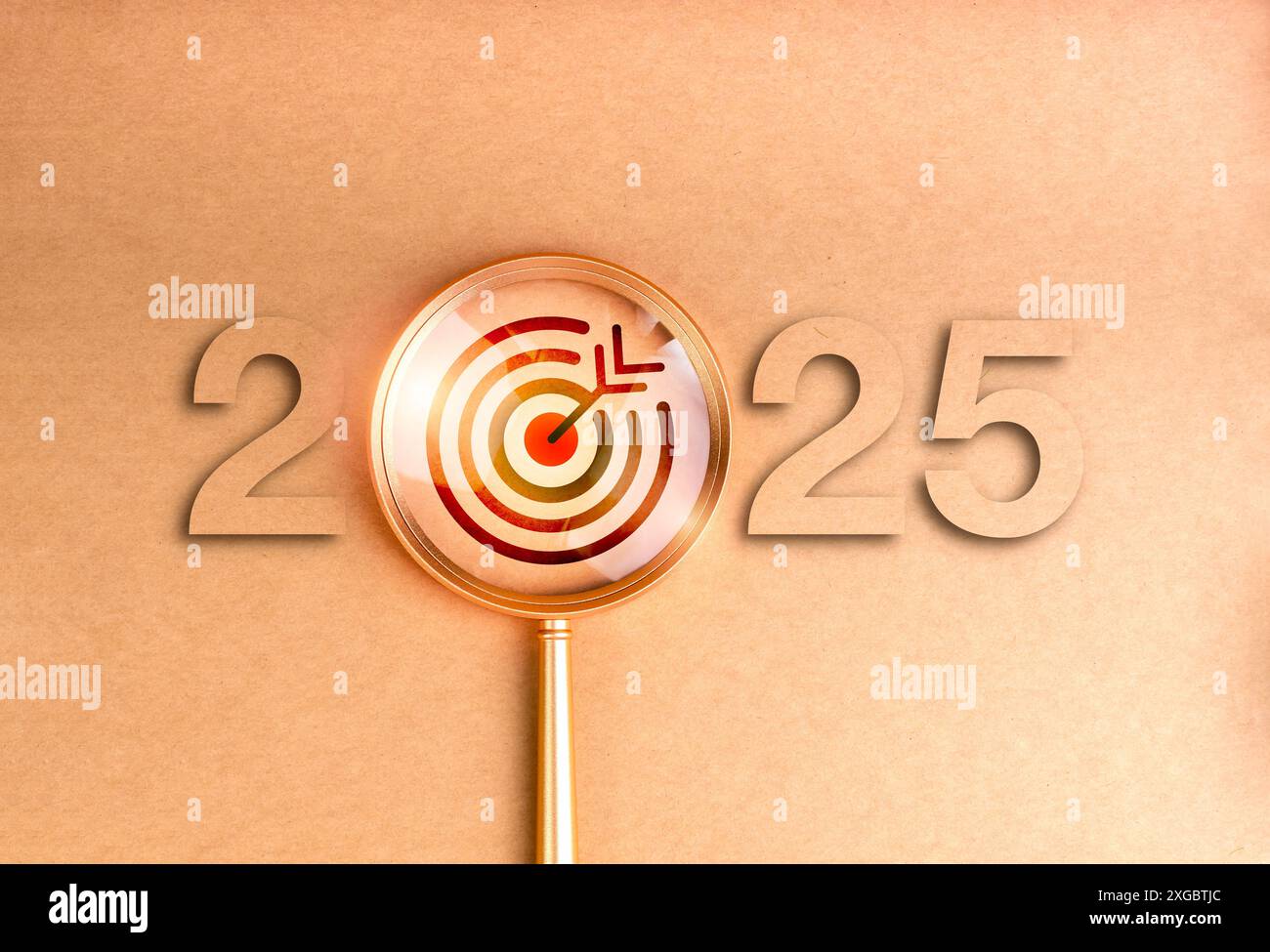 Happy new year 2025 with green business concept banner. Target icon ...