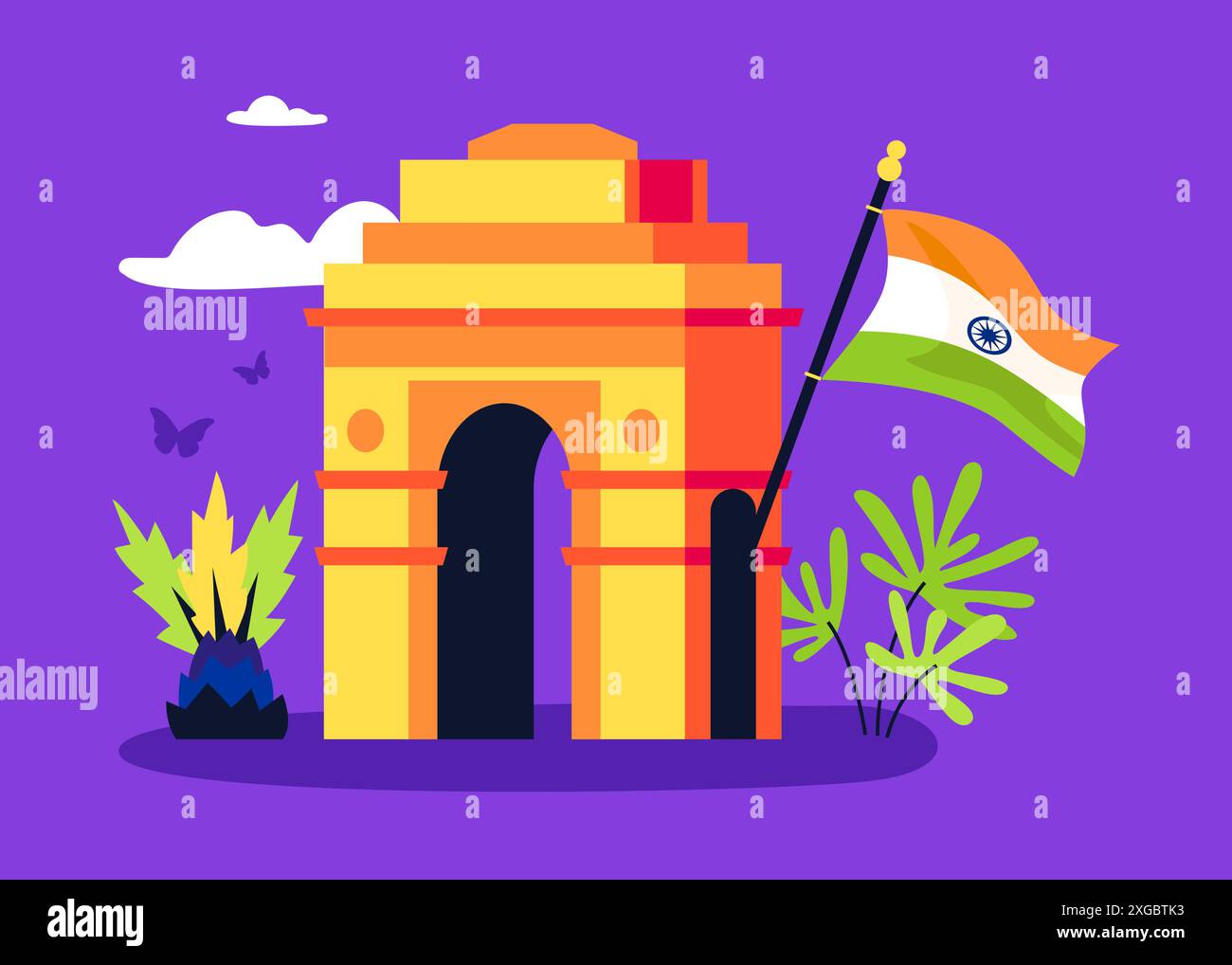 Gateway of India in New Delhi - modern colored vector illustration ...