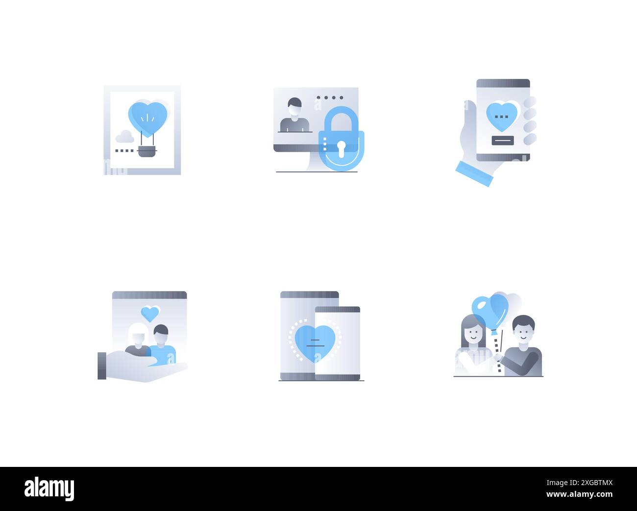 Romance and relationships - flat design style icons set Stock Vector ...