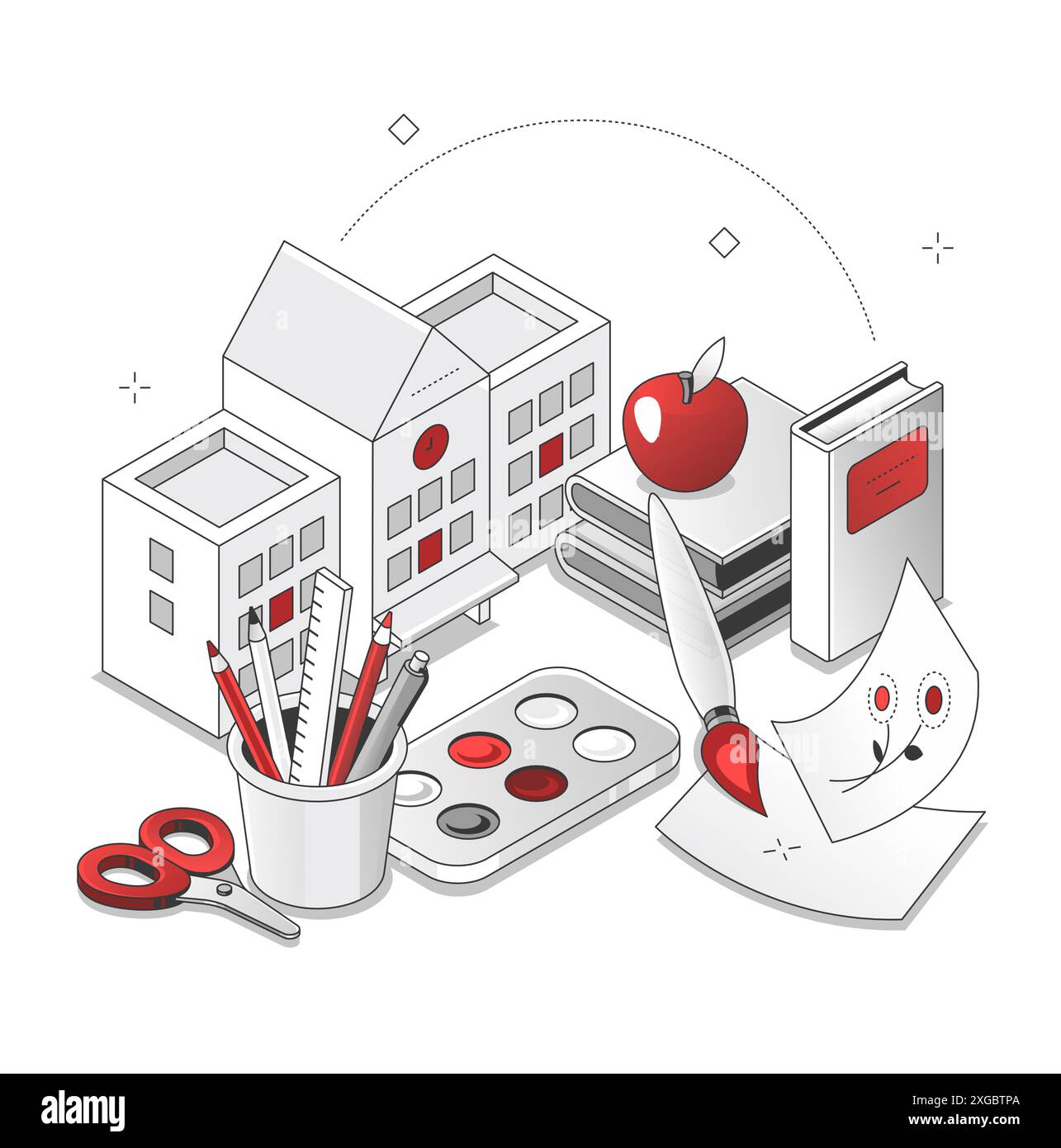 Education concept - red and black line illustration Stock Vector Image ...