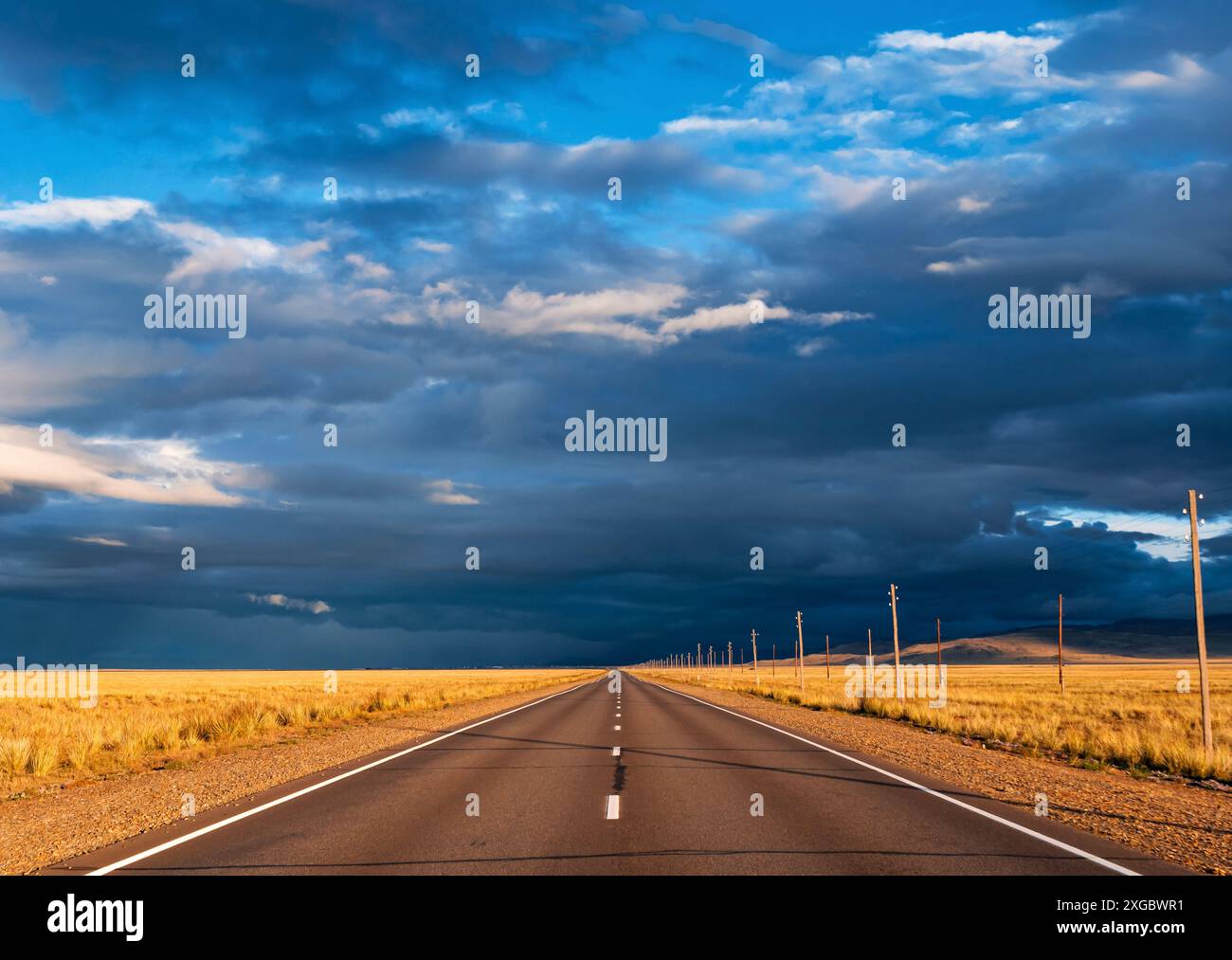 Long asphalt highway stretching through hi-res stock photography and ...