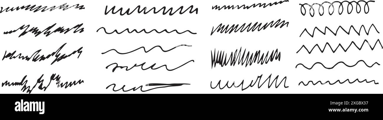 Scribbles and sketches, marker line set. Hand drawn abstract doodle ...