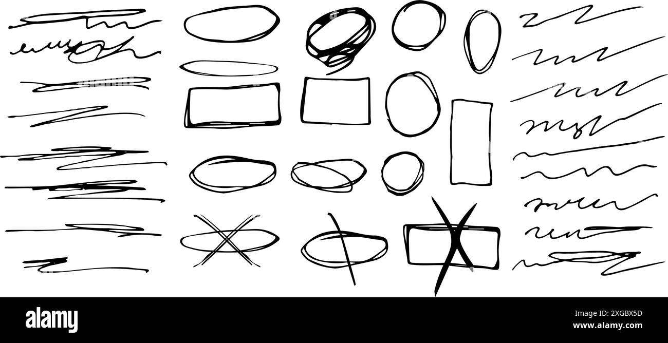 Scribbles and sketches, marker line set. Hand drawn abstract doodle ...