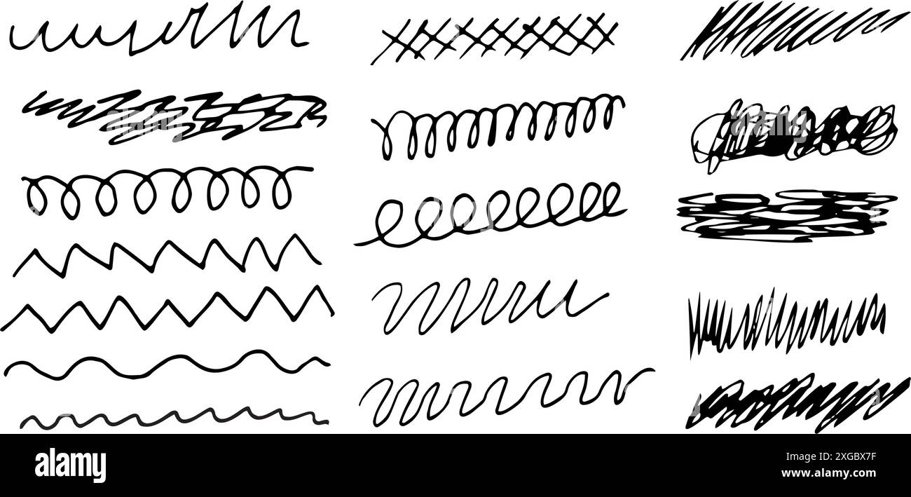 Scribbles and sketches, marker line set. Hand drawn abstract doodle ...