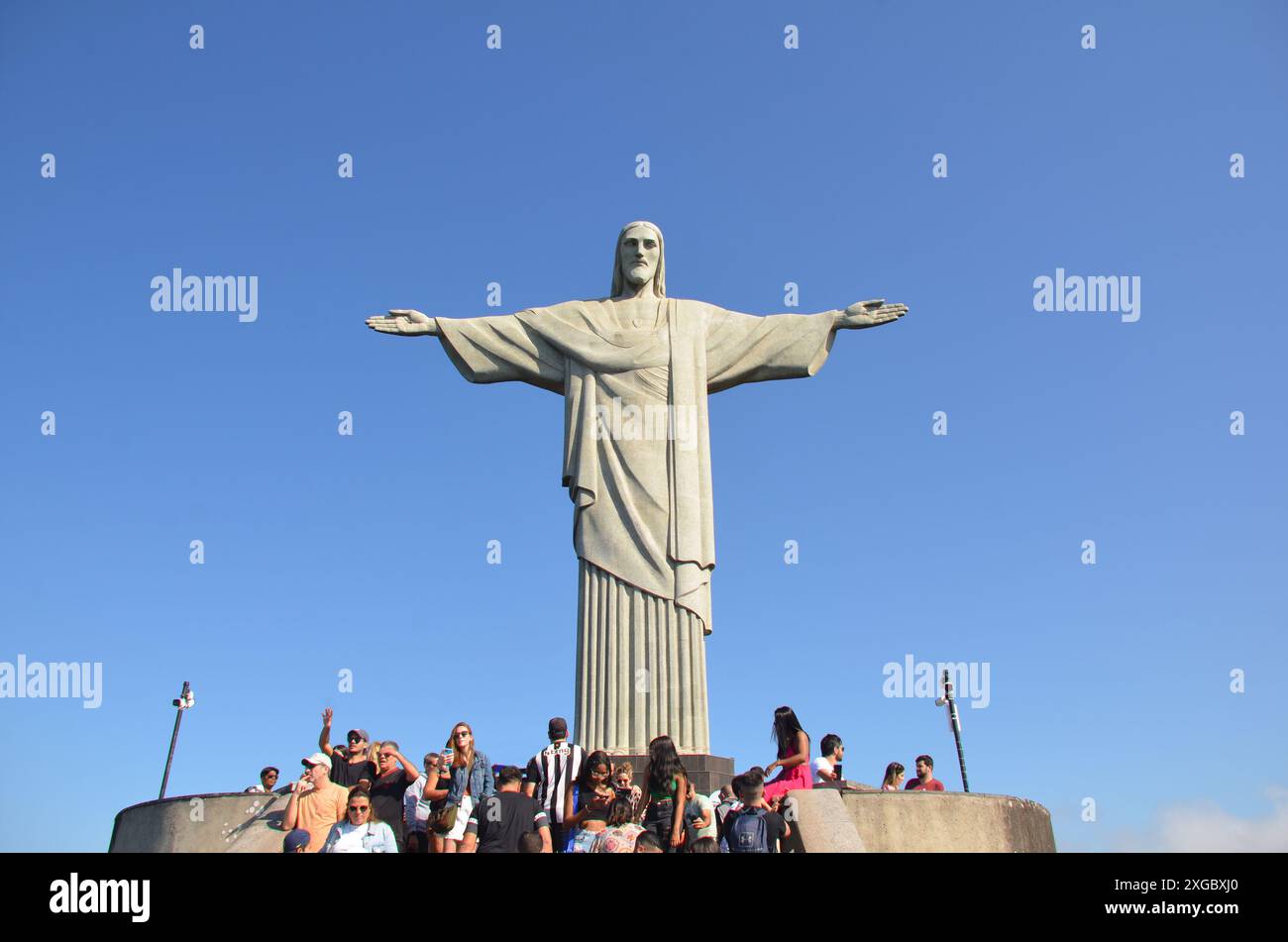 Christ the Redeemer, postcard of the city of Rio de Janeiro. Statue of ...