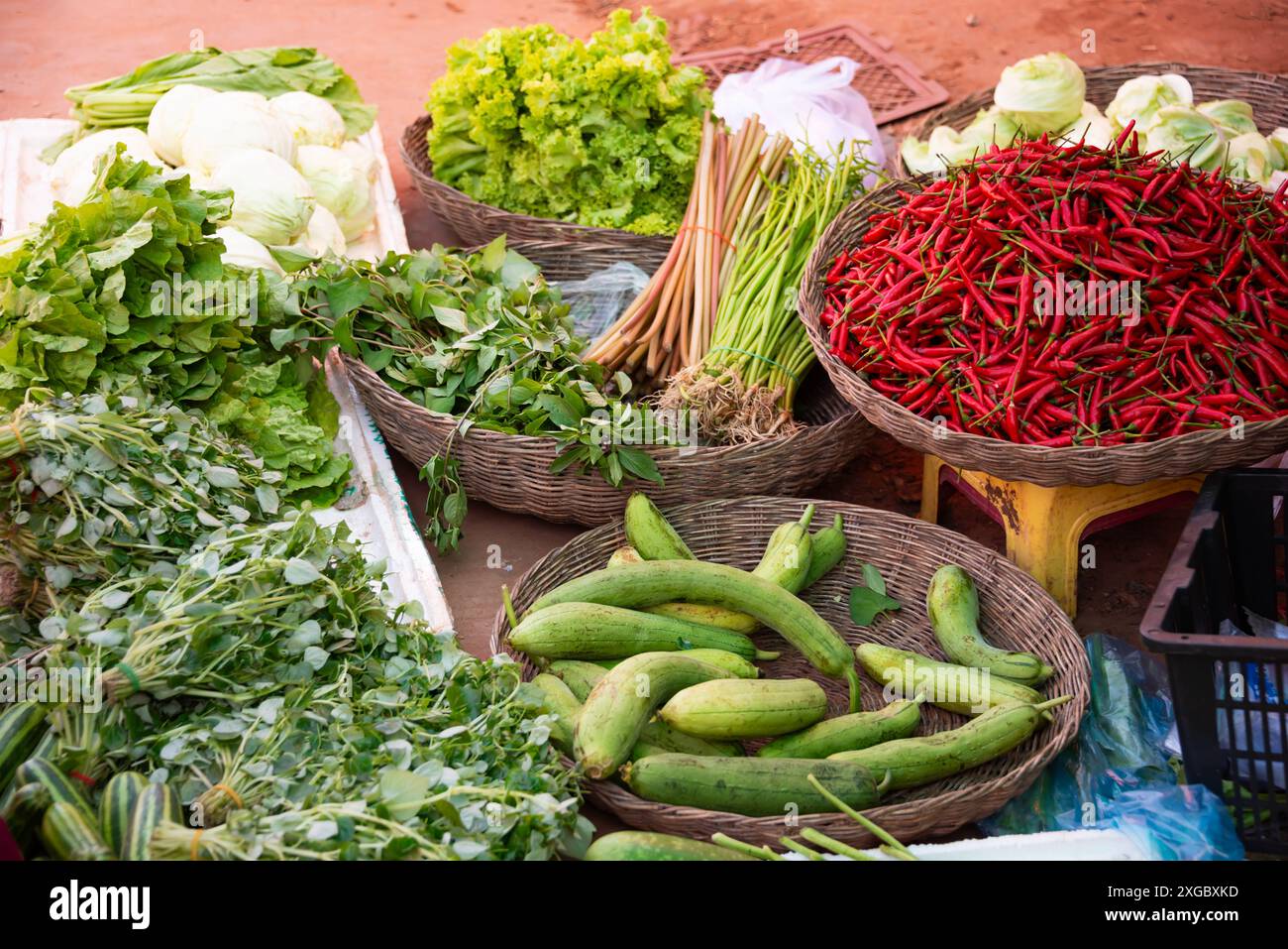 Fruits and vegetables on local market in Cambodia Stock Photo - Alamy