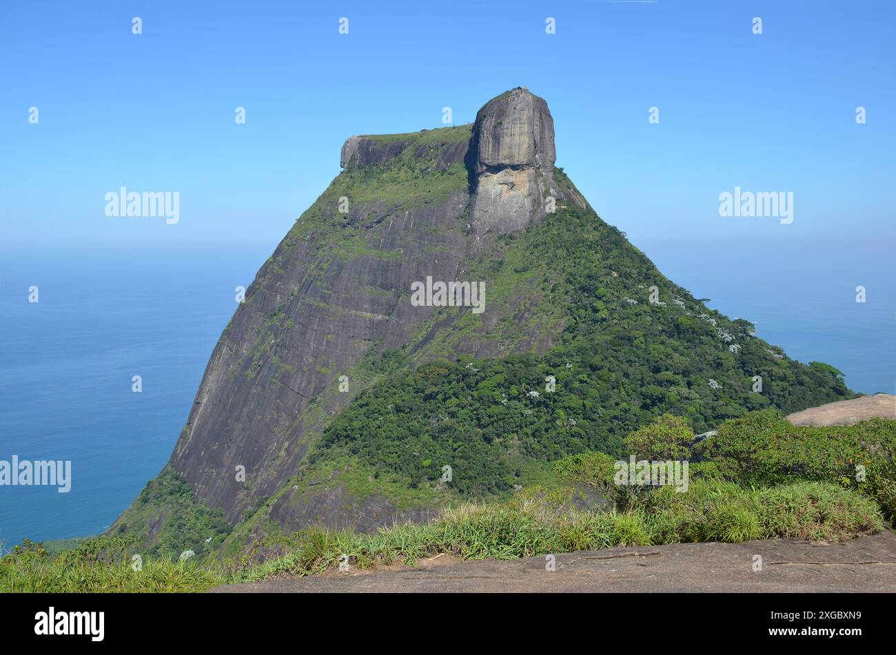 Wide view of the beautiful Pedra da Gávea (Gavea Rock) from a viewpoint ...