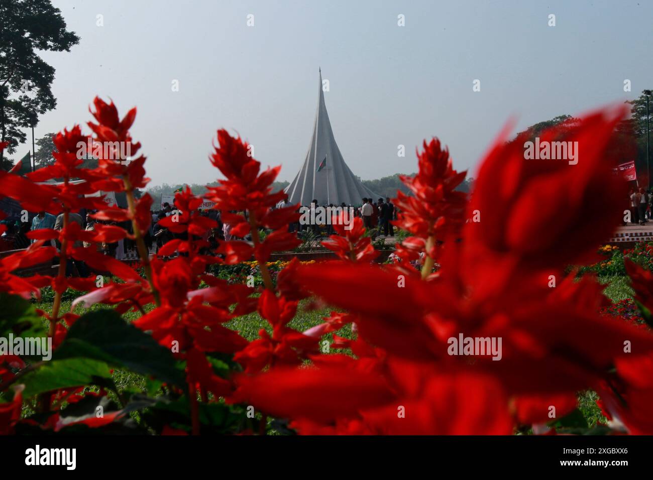 The National Memorial Tower or Jatiya Smriti Shoudha at Savar, about 20 km from Dhaka, in memory ...